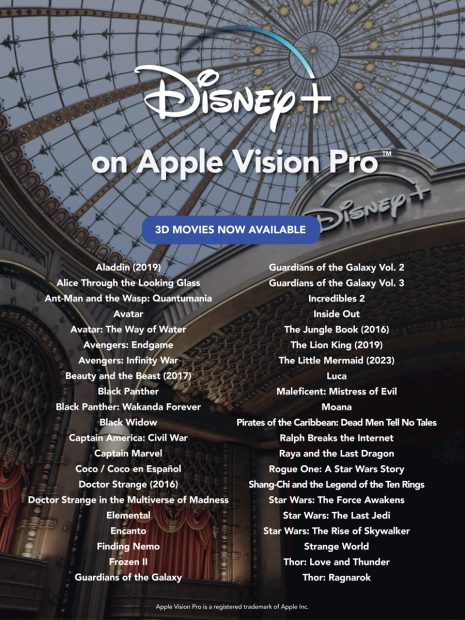 Disney Plus Launches in 3D on Apple Vision Pro | The DIS