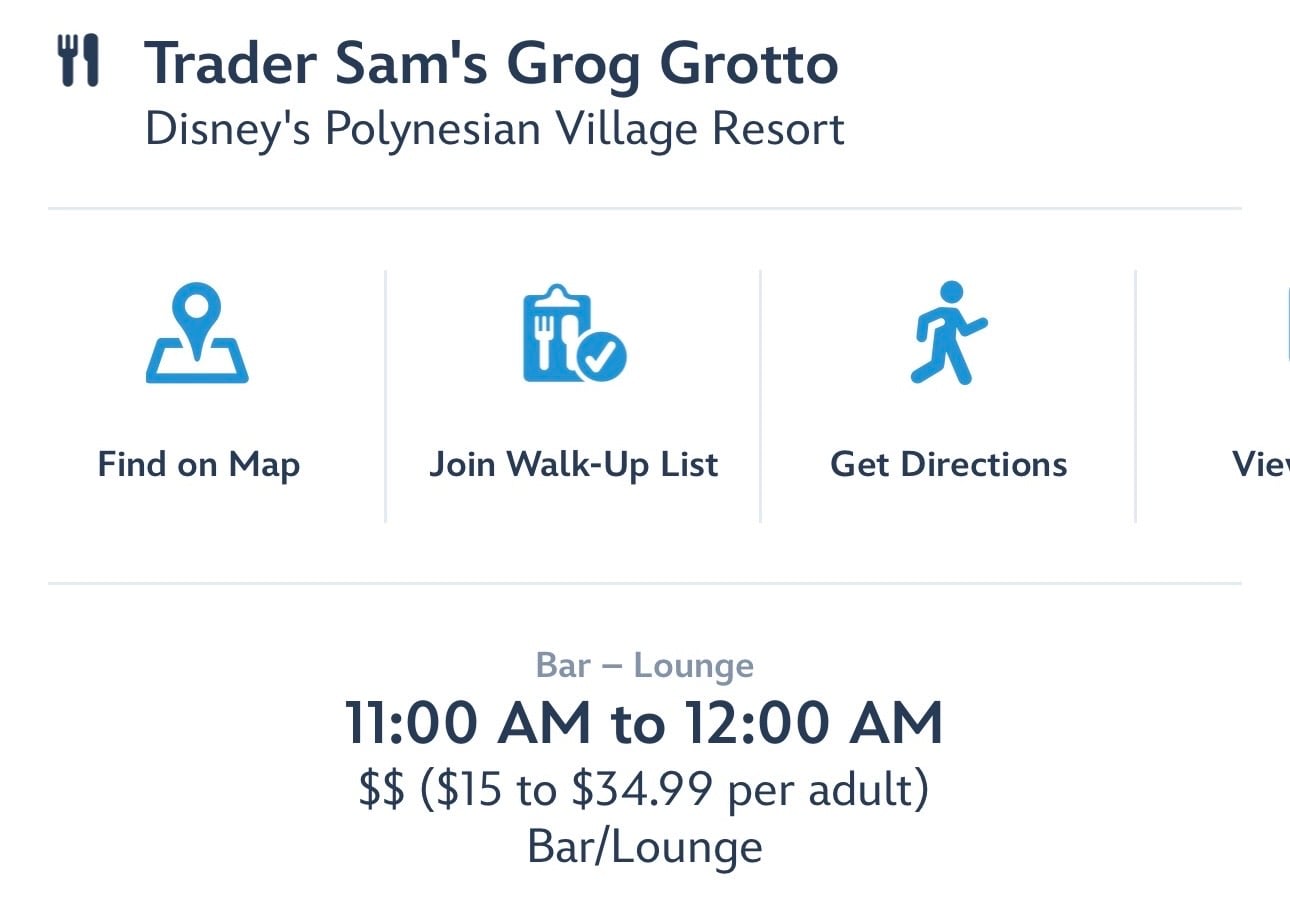 Trader Sam’s Now Opens Earlier With In-App Walk Up List | The DIS